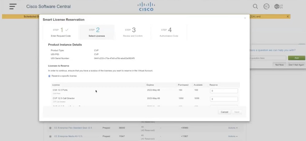 Configurer la réservation de licence spécifique à la licence Smart - Cisco