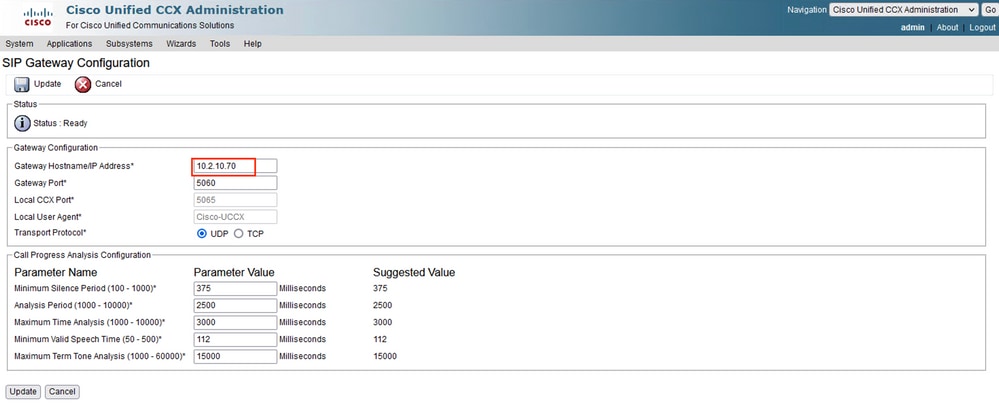 Configuración del Marcador de salida para UCCX Agent Based Progressive ...