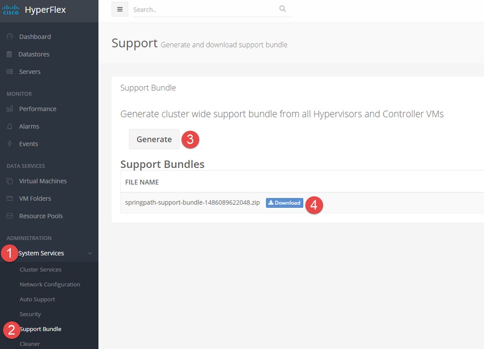 Hyperflex UI 및 CLI용 기술 지원 파일 수집 - Cisco