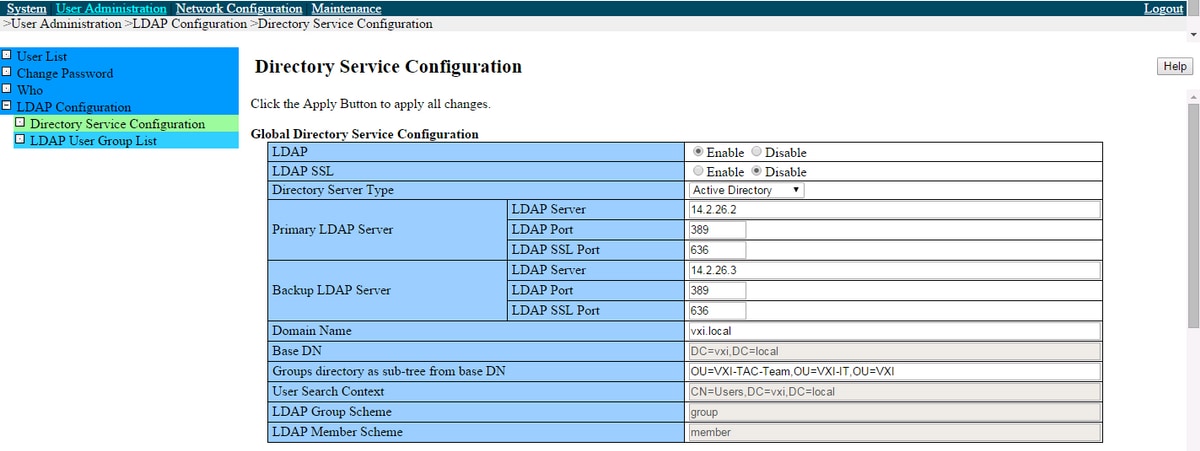 Cisco C880 LDAP-Konfiguration mit Microsoft Active Directory - Cisco