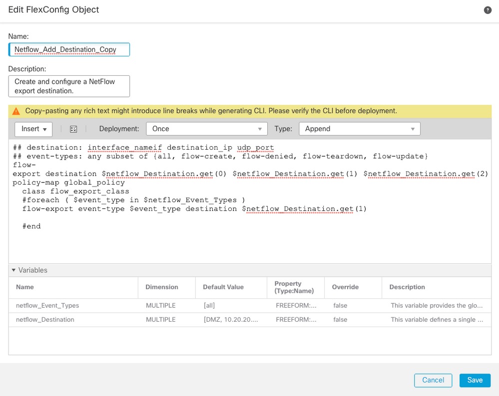 Configuration de la journalisation sécurisée des événements NetFlow sur Firepower Threat Defense ...