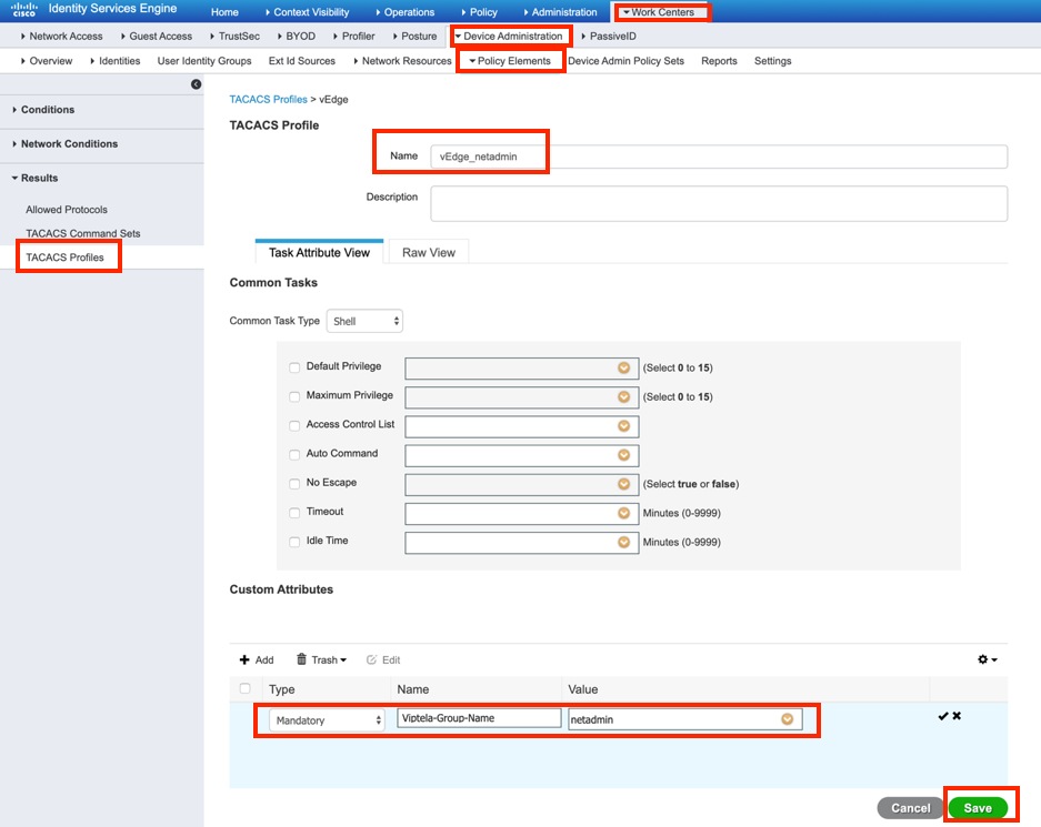 Ise를 사용하는 Vedge 및 컨트롤러에 대한 Radius 및 Tacacs 기반 사용자 인증 및 권한 부여 Cisco