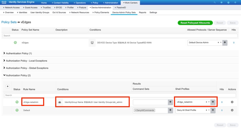 Ise를 사용하는 Vedge 및 컨트롤러에 대한 Radius 및 Tacacs 기반 사용자 인증 및 권한 부여 Cisco