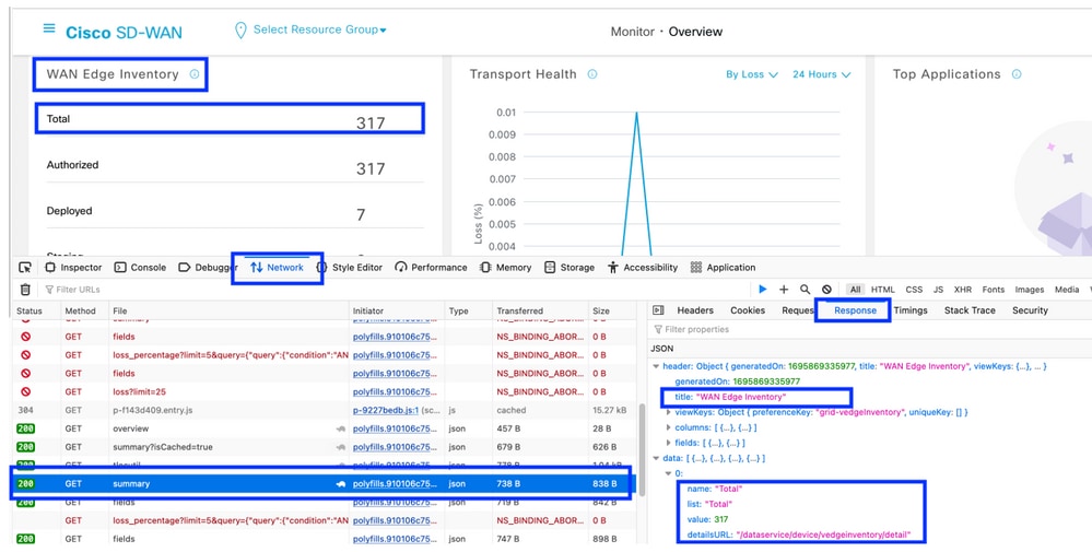 Verificar las API que utiliza vManage para recopilar estadísticas - Cisco