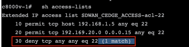 Configuración del router de extremo SD-WAN para restringir el acceso SSH - Cisco
