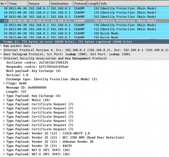 عمليات تبادل حزم IOS IKEv1 و IKEv2 لتوصيفات ذات شهادات متعددة - Cisco