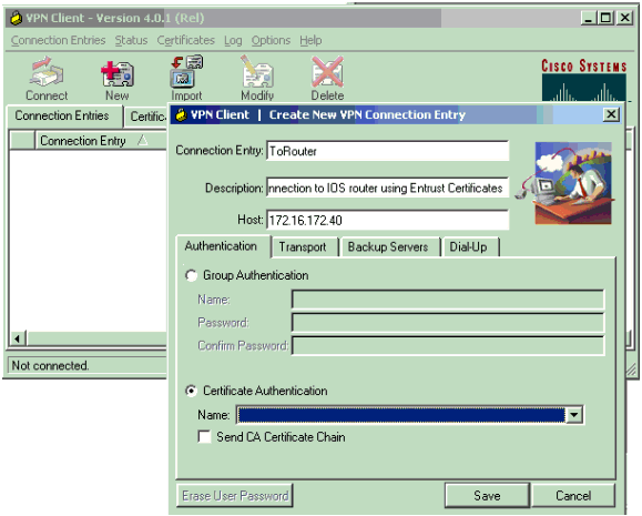 Cisco Ios 라우터와 Cisco Vpn 클라이언트 간에 Ipsec을 Entrust 인증서를 사용하여 구성 Cisco