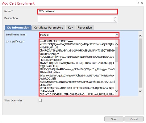 在FMC管理的FTD上安装并续订证书 - Cisco