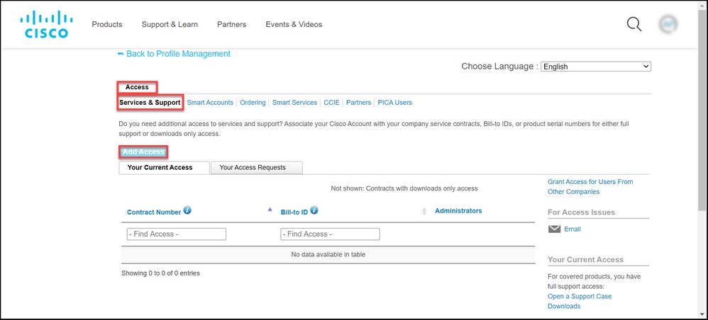 Crear un contrato de servicio Acceso a una cuenta Cisco.com - Cisco