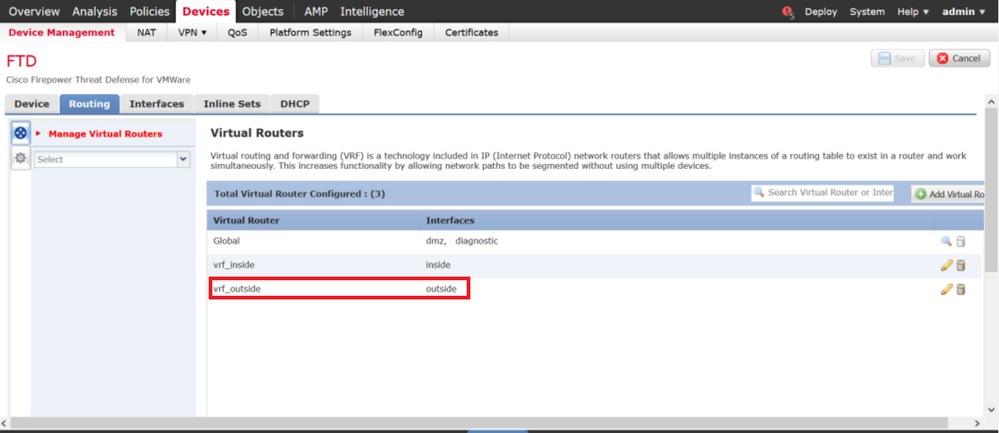 Ftd에서 Ikev2를 사용하여 Vrf 인식 Site To Site 터널 구성 Cisco