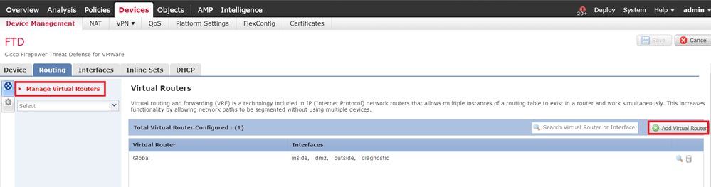 Configureer een VRF-bewuste site-to-site tunnel met IKEv2 op FTD - Cisco