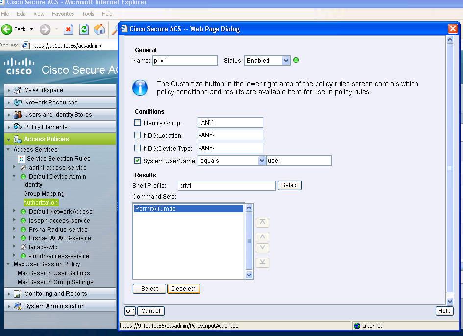 5760 web interface op basis van toegangscontrole-configuratievoorbeeld ...