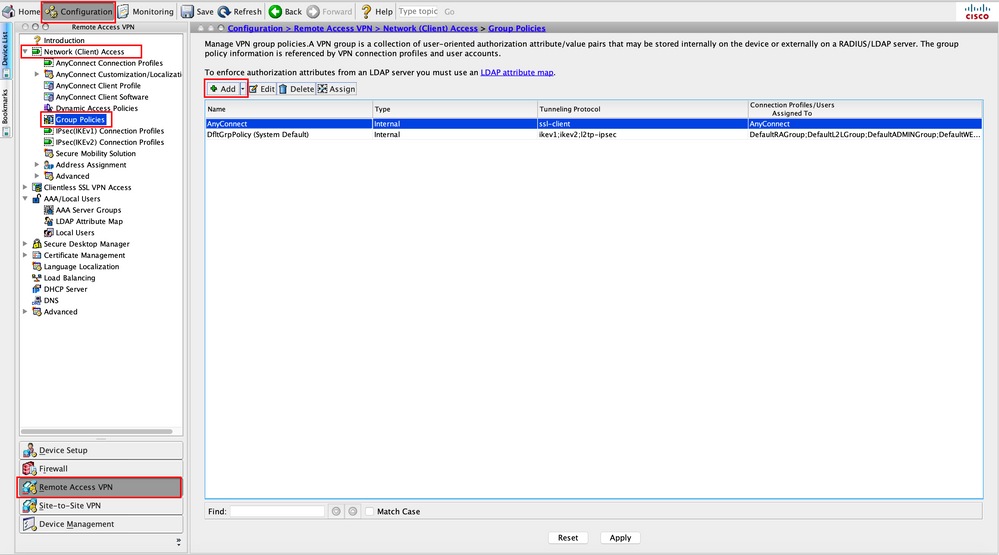 在 Asa 上配置 Anyconnect 管理 Vpn 隧道 Cisco