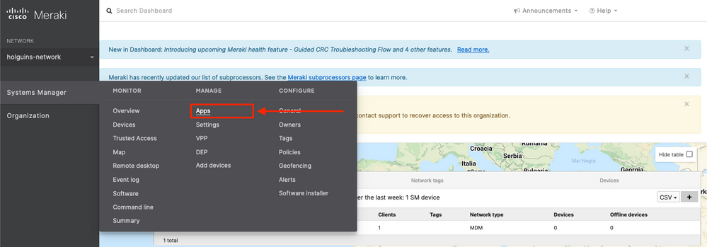 Meraki System Manager를 사용하여 Ios용 Anyconnect Perapp Vpn 구성 Cisco