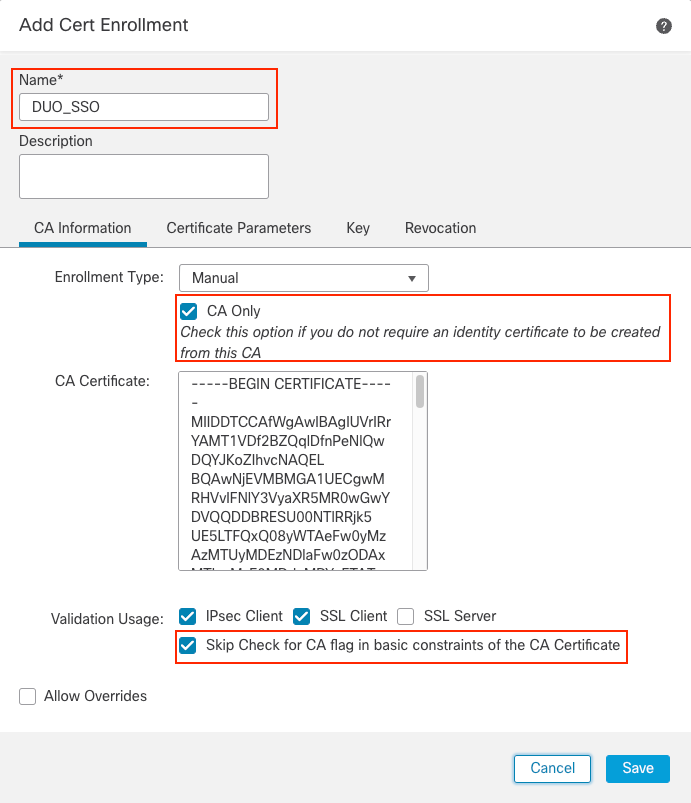 Konfigurieren Von Anyconnect Sso Mit Duo Und Ldap Zuordnung Auf Einer Sicheren Firewall Cisco