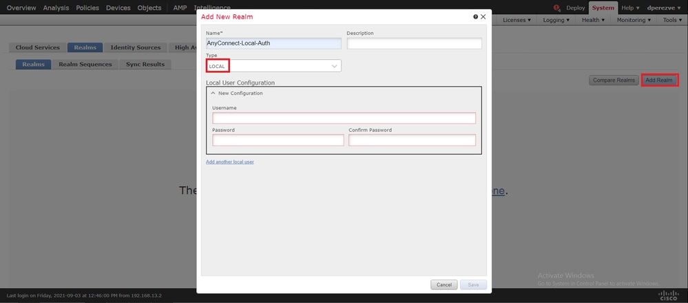 Configuración de SSL Secure Client con autenticación local en FTD - Cisco