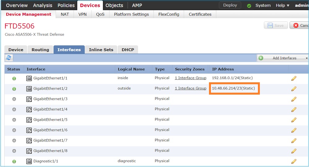 配置 Firepower 威胁防御 Ftd 管理接口 Cisco