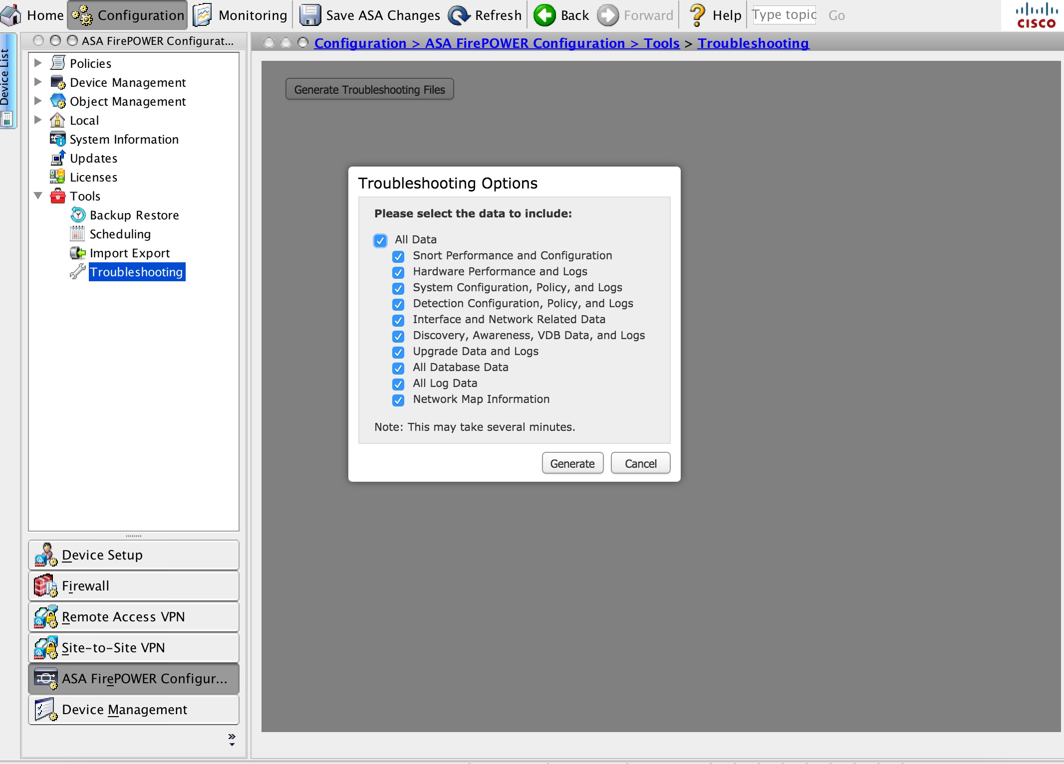 ASA FirePOWER Module (SFR): risoluzione dei problemi relativi alle ...