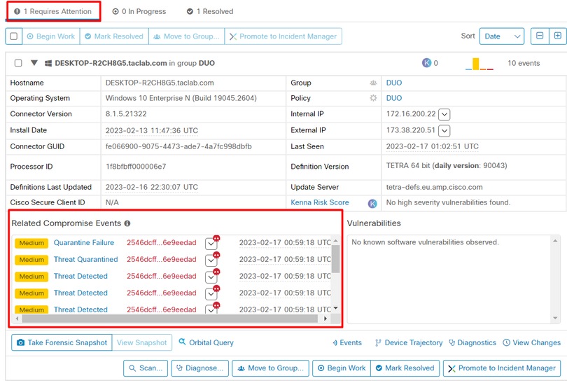 脅威に対応するためのDuoおよびセキュアエンドポイントの設定 - Cisco