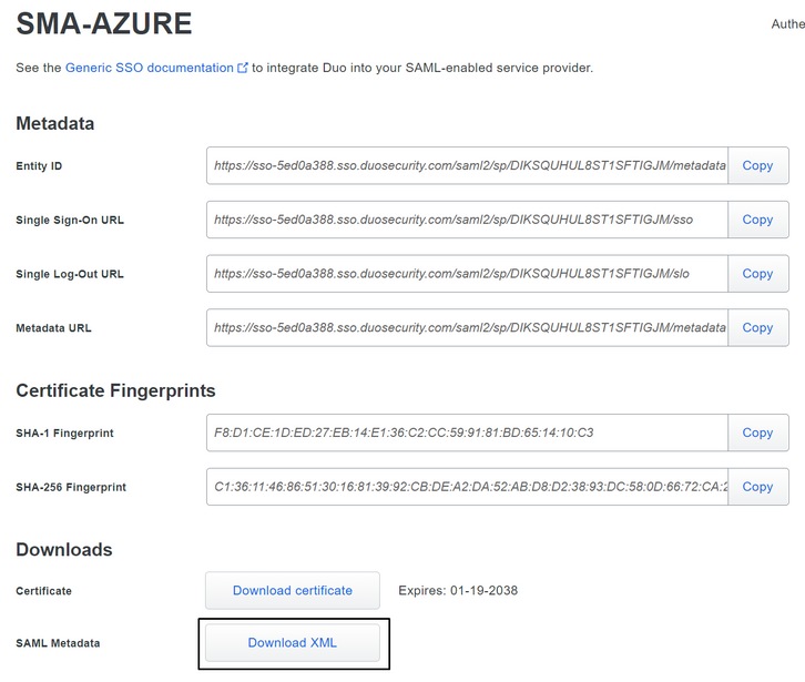 为带有duo和azure的安全管理设备配置saml Cisco