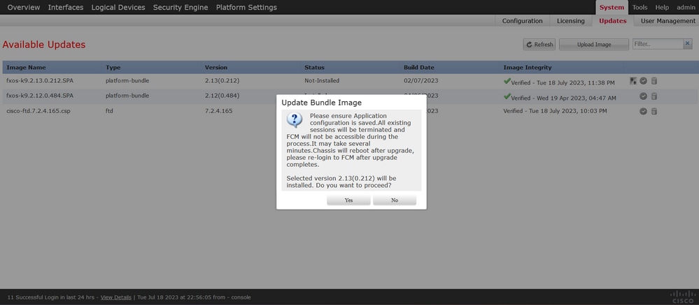 Upgrade het Firepower Extensible Operating System (FXOS) met Firepower ...