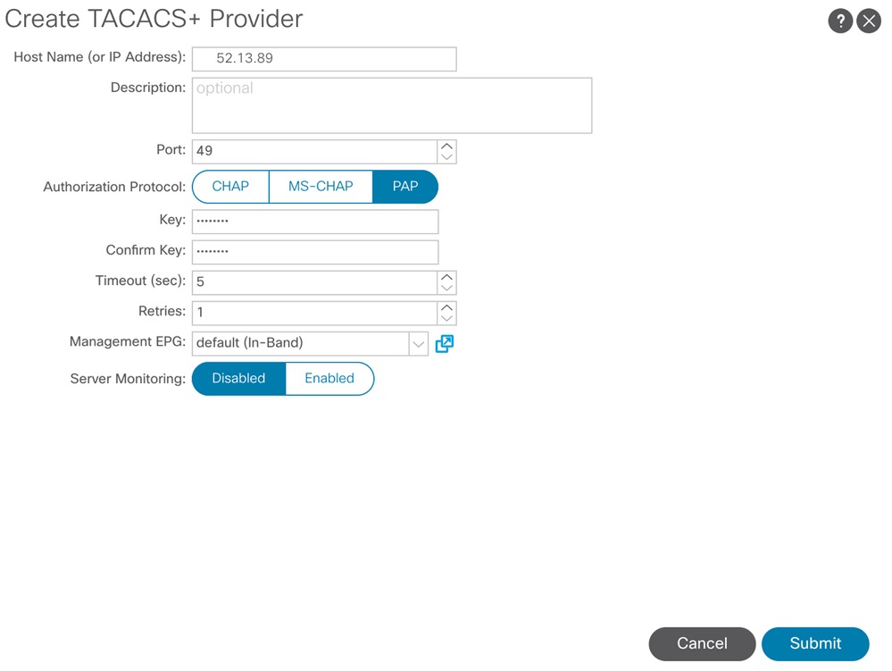 Configuración de APIC para la administración de dispositivos con ISE y TACACS+ - Cisco