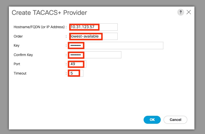 在带有ise服务器的ucs Manager上配置tacacs身份验证域 Cisco