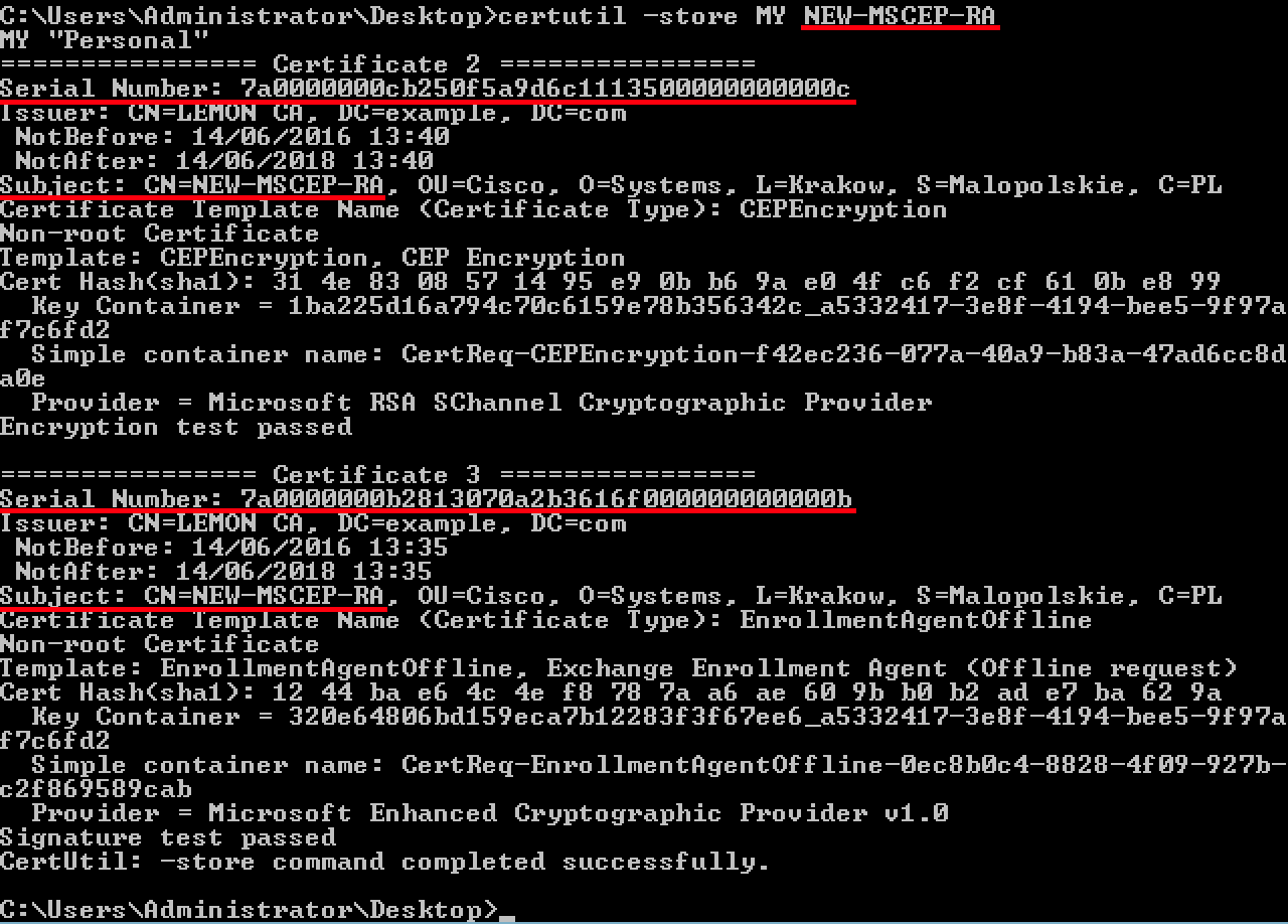 Ise의 Byod에 사용되는 Windows Server Ad 2012에서 Scep Ra 인증서 갱신 Cisco