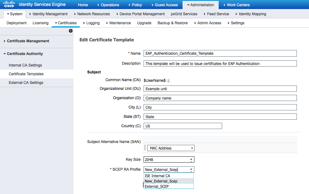 Ise의 Byod에 사용되는 Windows Server Ad 2012에서 Scep Ra 인증서 갱신 Cisco
