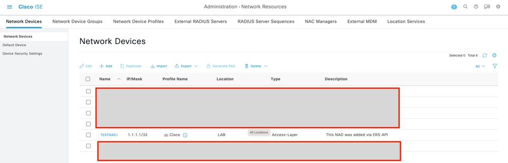 Creazione di dispositivi di rete ISE con l'API ERS - Cisco