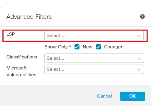 Filtrare le regole di ordinamento in base all'SRU e alla versione LSP ...