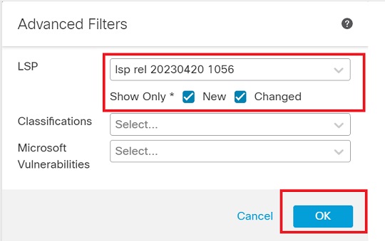 Filtrare le regole di ordinamento in base all'SRU e alla versione LSP ...