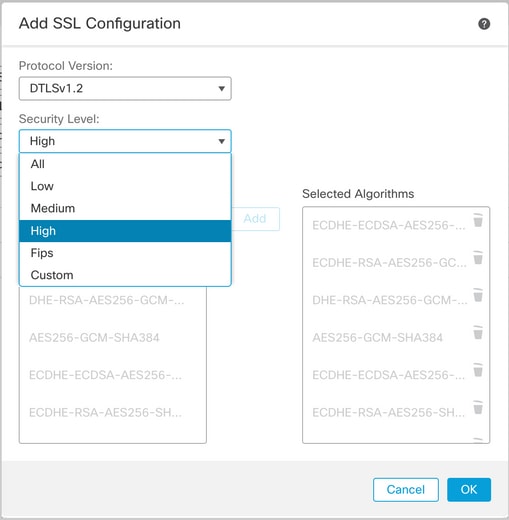 تكوين شفرات TLS و DTLS الحديثة ل RAPN - Cisco