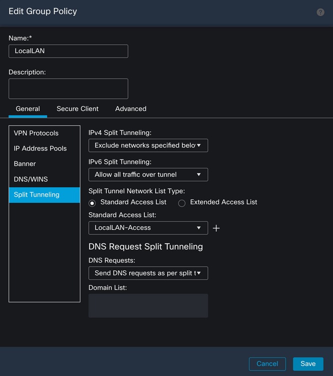 Configuración del acceso LAN local para Secure Client - Cisco