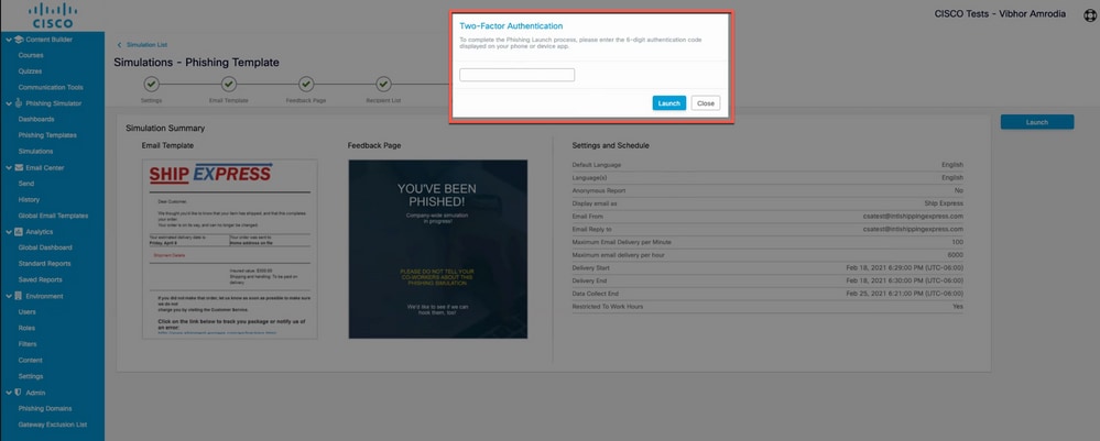Cisco Secure Email Gatewayとのcisco Security Awareness Integrationの設定 Cisco