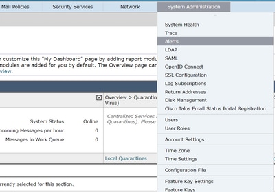 Email Security Appliance에서 알림 구성 - Cisco