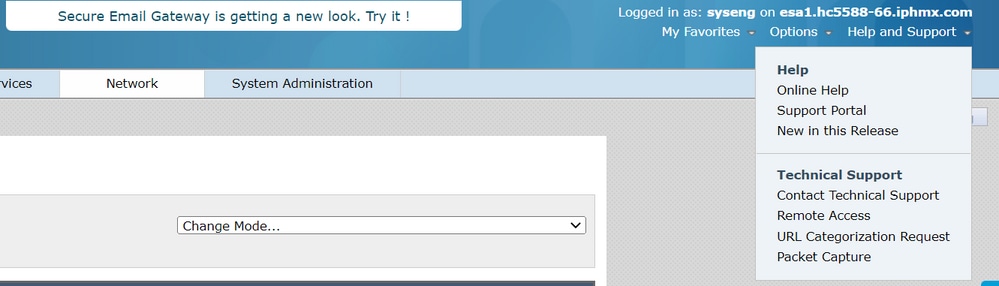 Email Security Appliance GUI에서 패킷 캡처 구성 - Cisco