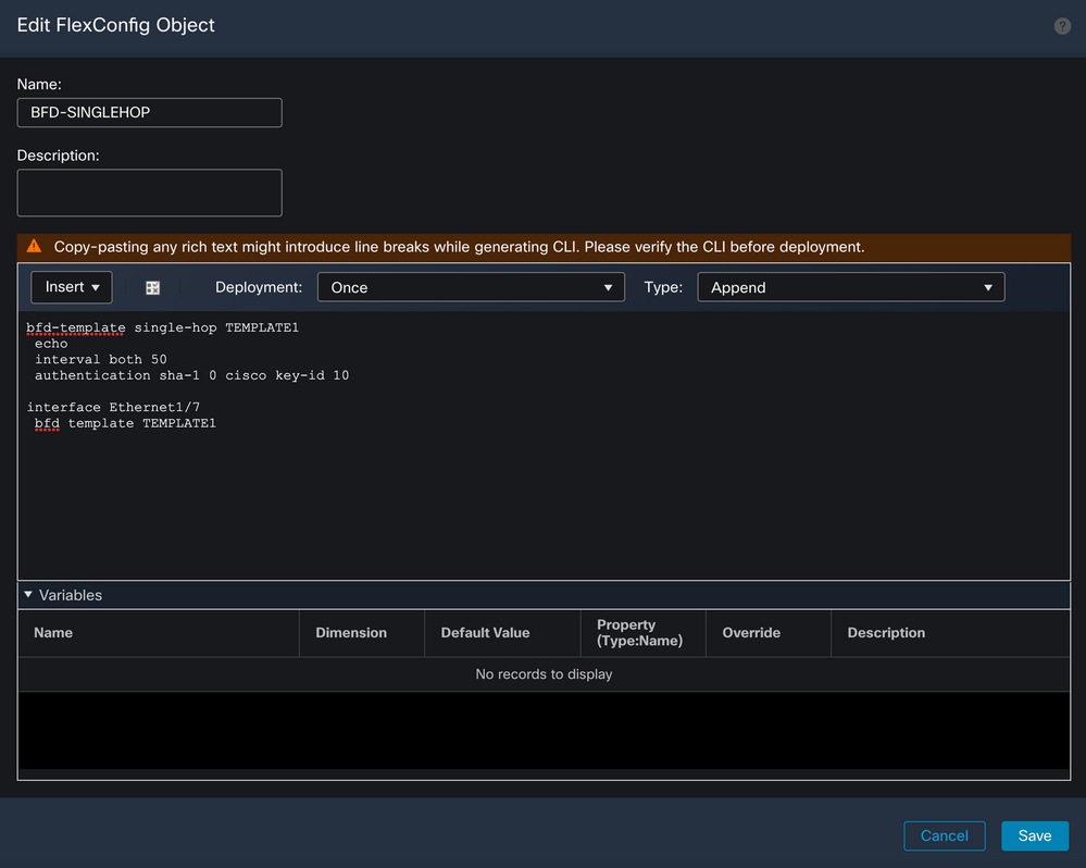 Configuración de BFD en Secure Firewall Threat Defence con Flex-Config - Cisco