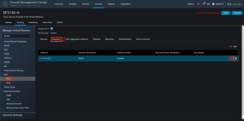 Configuración de BFD en Secure Firewall Threat Defence con GUI - Cisco