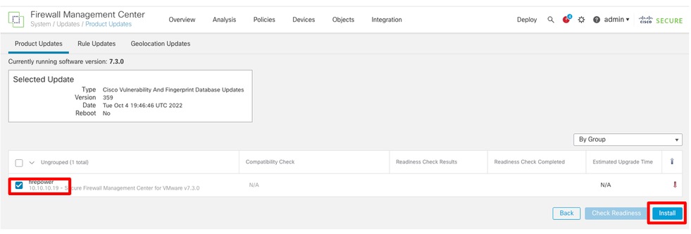 Implemente la Versión de Rollback VDB en FMC Versión 7.3+ - Cisco