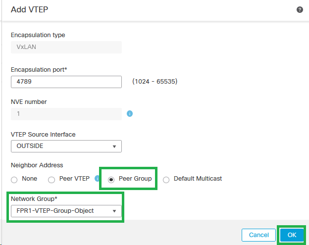 Secure Fmc를 사용하여 Secure Ftd에서 Vxlan 인터페이스 구성 Cisco