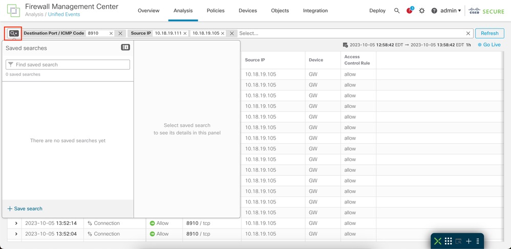 FMC GUIのUnified Event Viewerを使用したイベントの監視 - Cisco