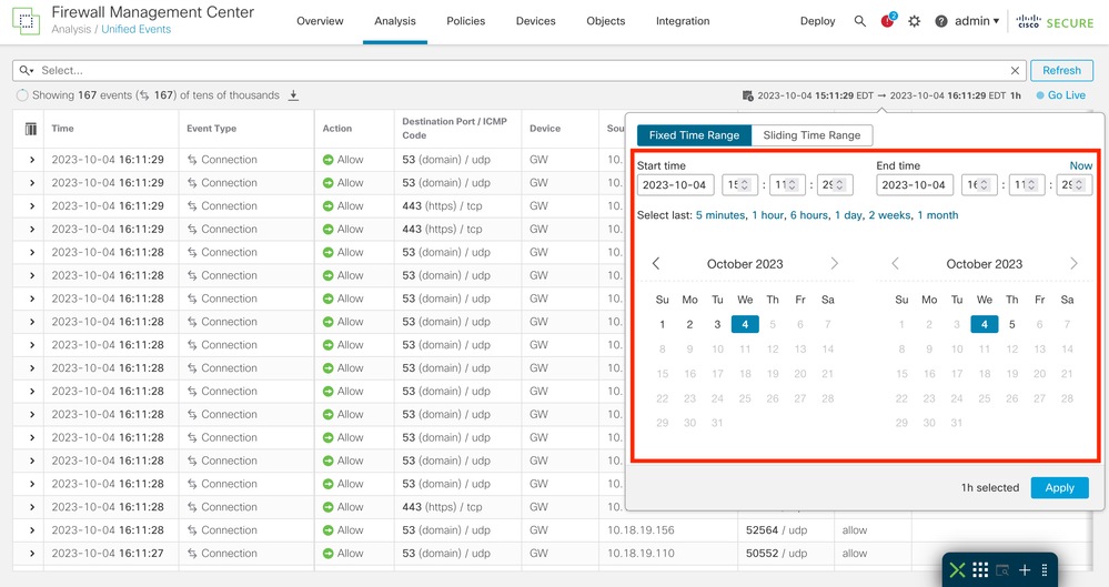 FMC GUIのUnified Event Viewerを使用したイベントの監視 - Cisco