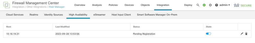 在FMC上配置高可用性 - Cisco