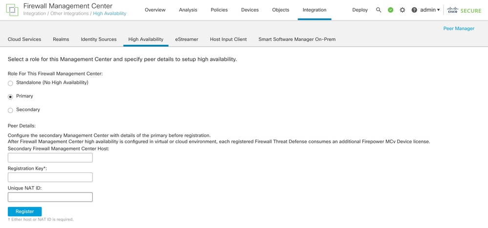 在FMC上配置高可用性 - Cisco