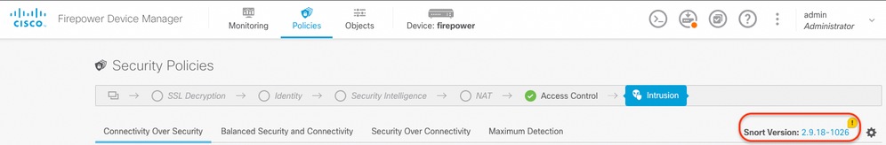 Determinar la versión de Snort activo que se ejecuta en Firepower ...