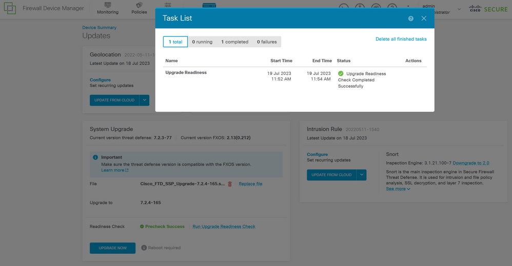 Actualización de Secure Firewall Threat Defence Fusible Firewall Device ...
