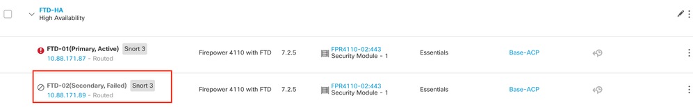 更换安全防火墙中的故障设备高可用性威胁防御 Cisco