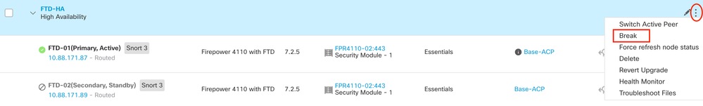 更换安全防火墙中的故障设备高可用性威胁防御 Cisco
