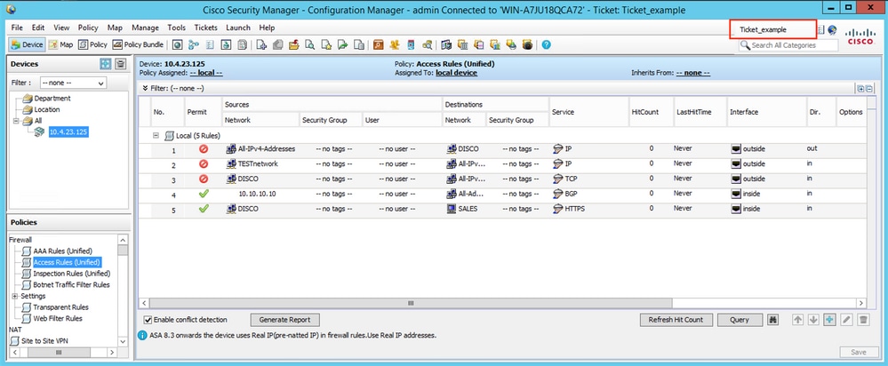 Ejemplo de implementación de CSM en ASA - Cisco